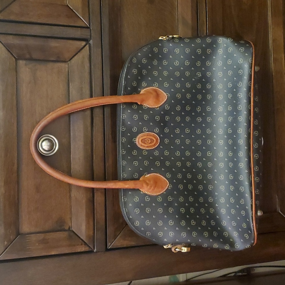 Pollini Leather Monogram Logo Tote Large Bag Handbag. - Gem